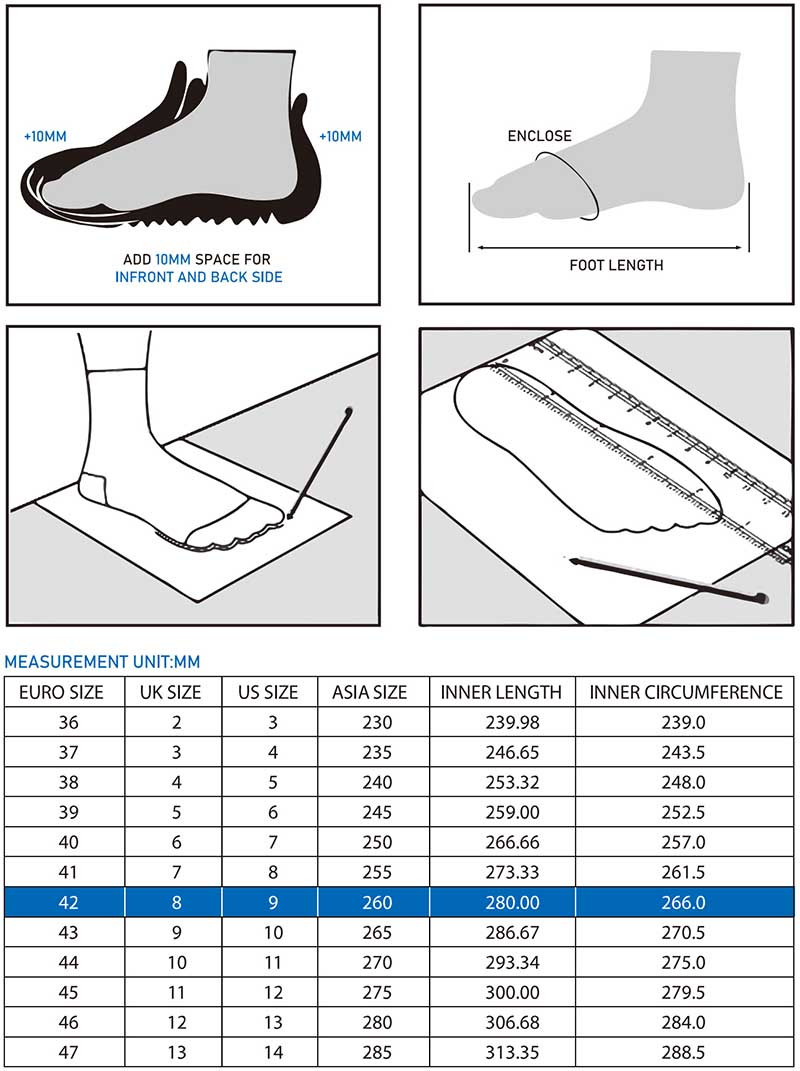 safety shoes size conversion- US Size - UK Size - EURO Size